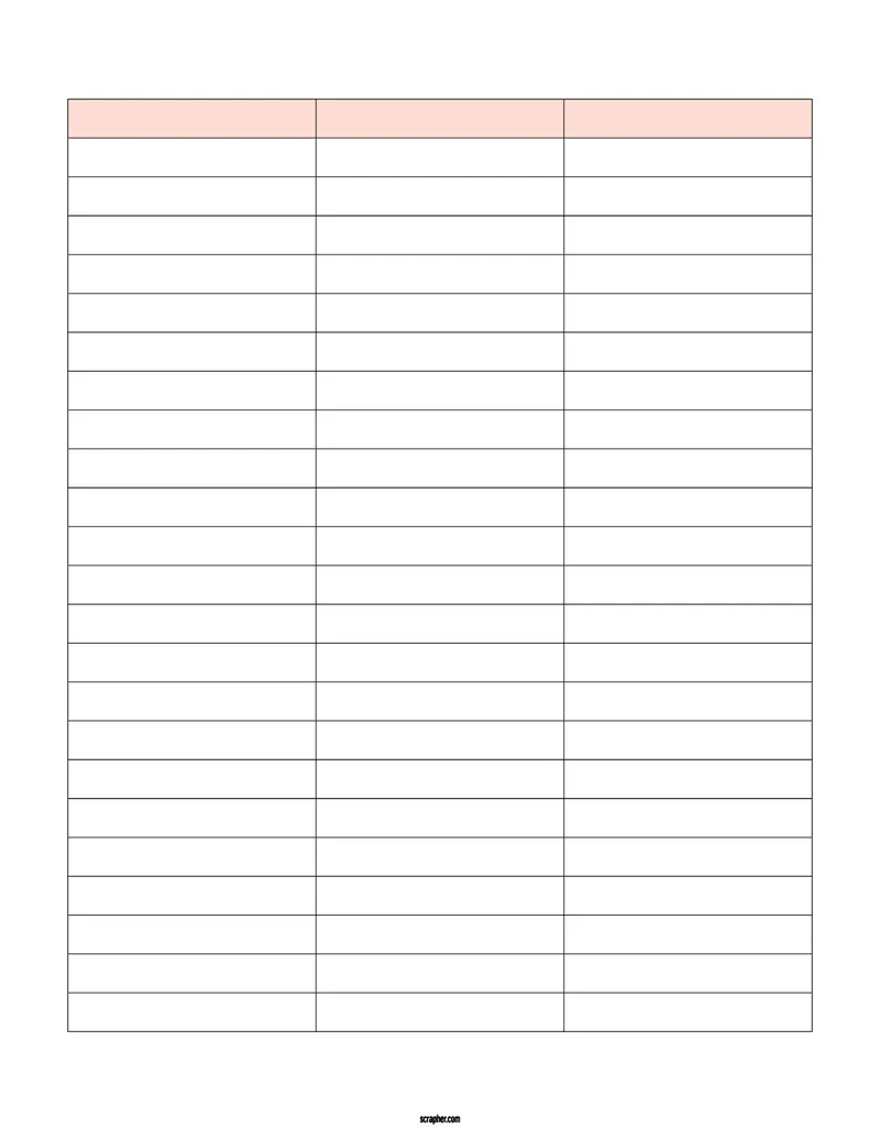 3 Column Chart — Free Template PDF